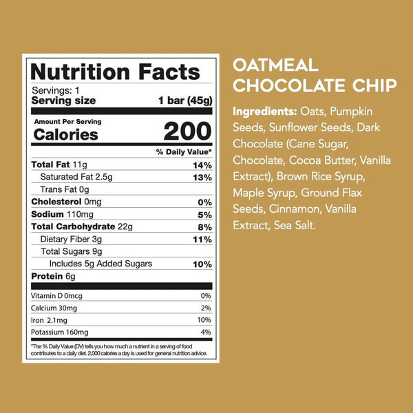 Oatmeal Chocolate Chip Seed + Oat Bars (9 Bars) | 88 Acres